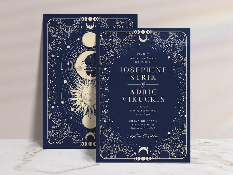 Celestial Wedding Invitation Suite Editable Template - Etsy UK