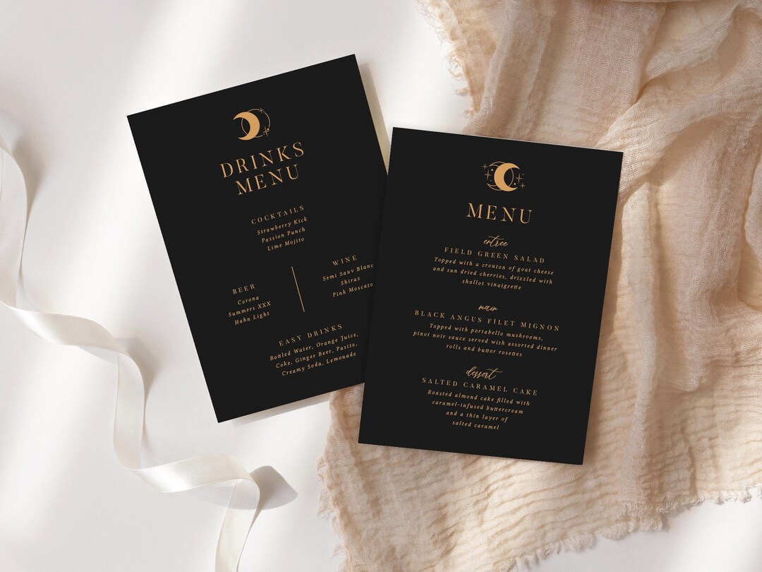 Eclipse Celestial Menu & Drinks Menu Editable Template - Etsy