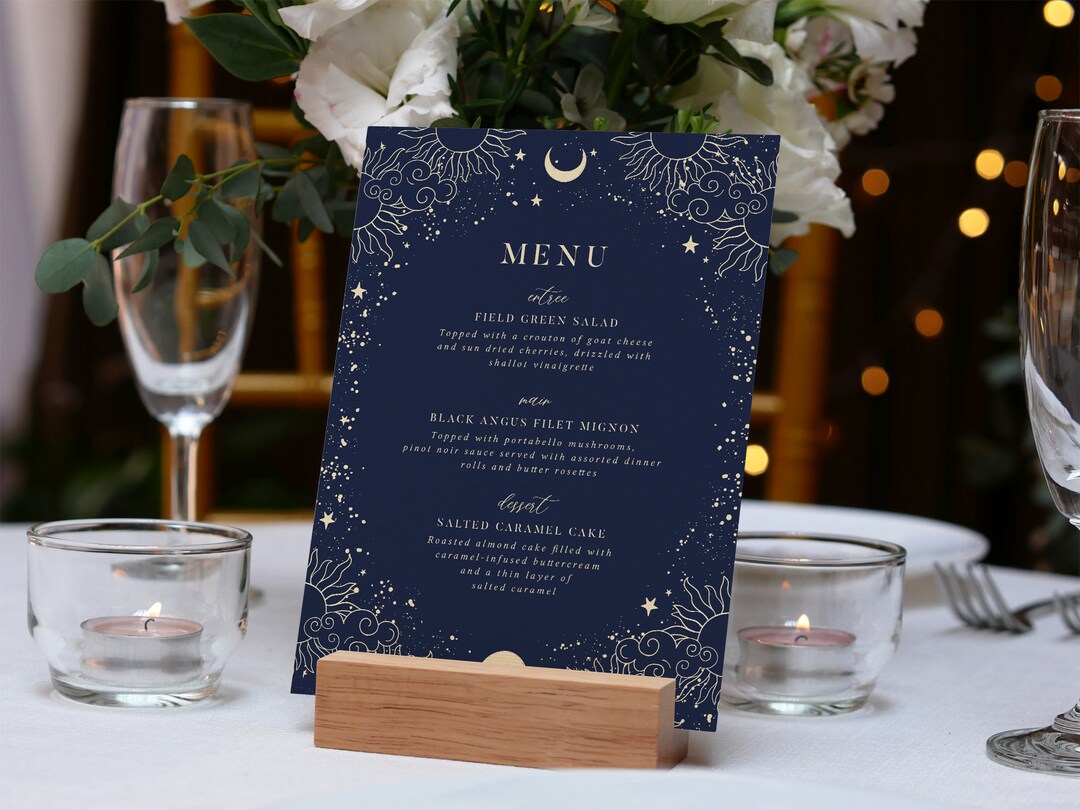 Celestial Menu & Drinks Menu Editable Template - Etsy