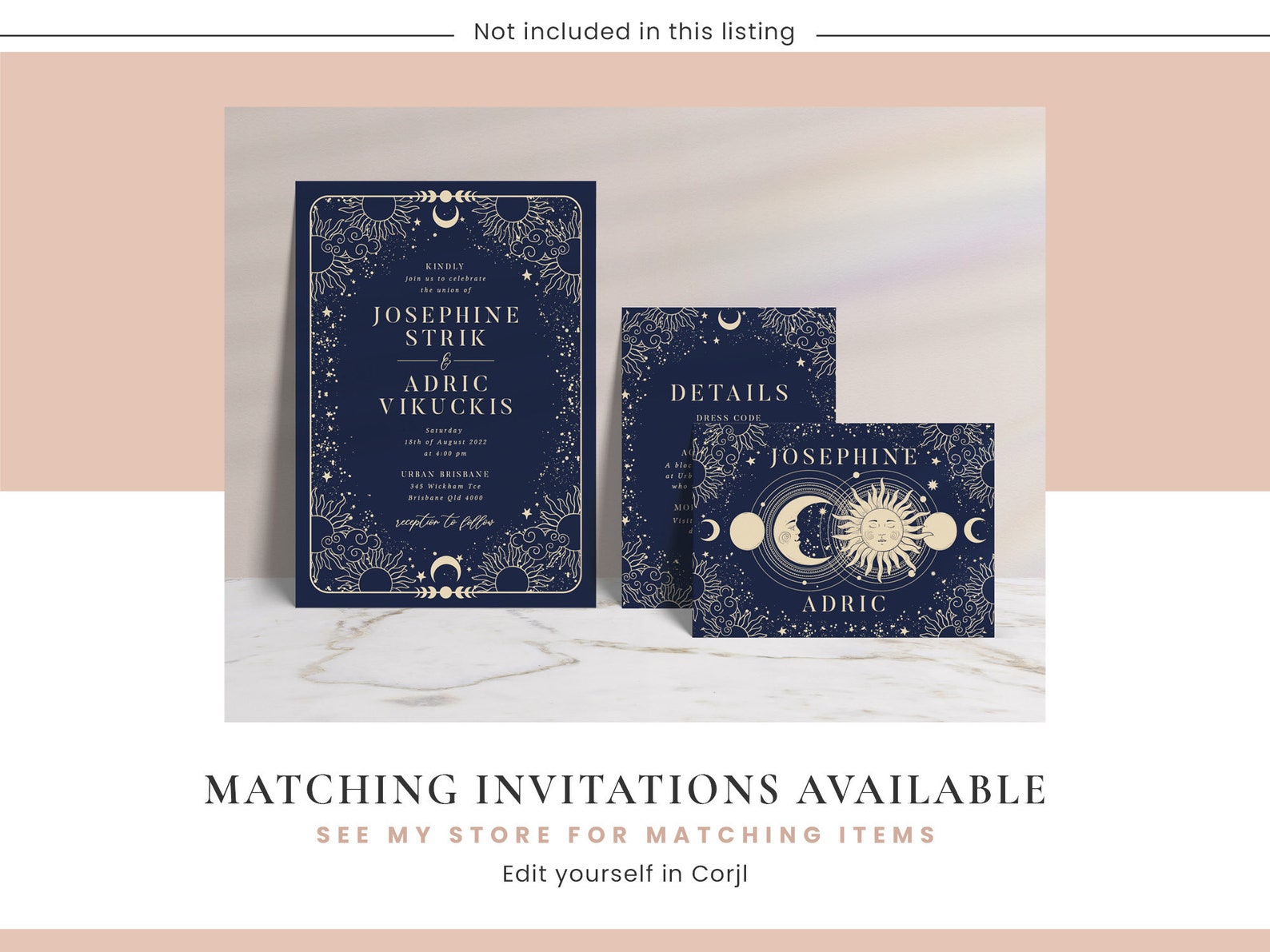Celestial Table Cards Editable Template - Etsy