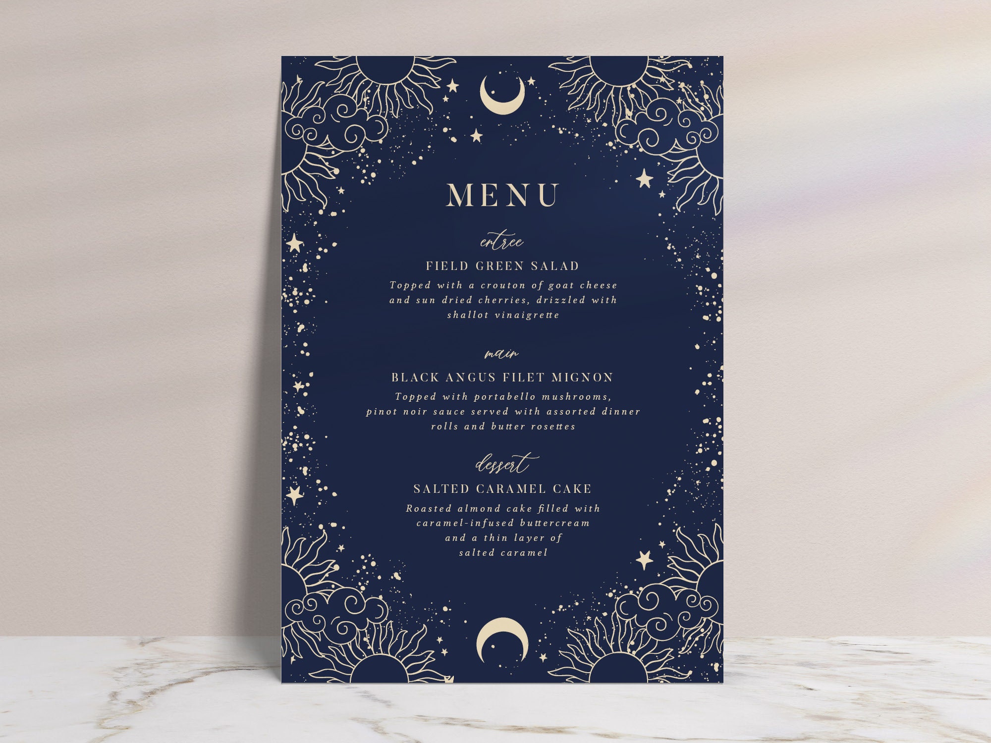 Celestial Menu & Drinks Menu Editable Template - Etsy