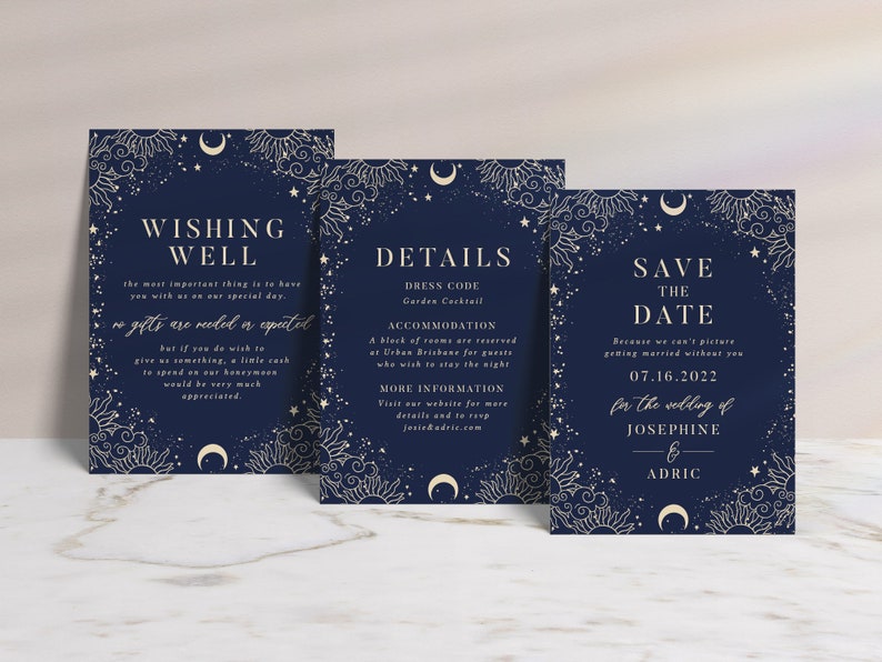 Celestial Wedding Invitation Suite Editable Template - Etsy UK