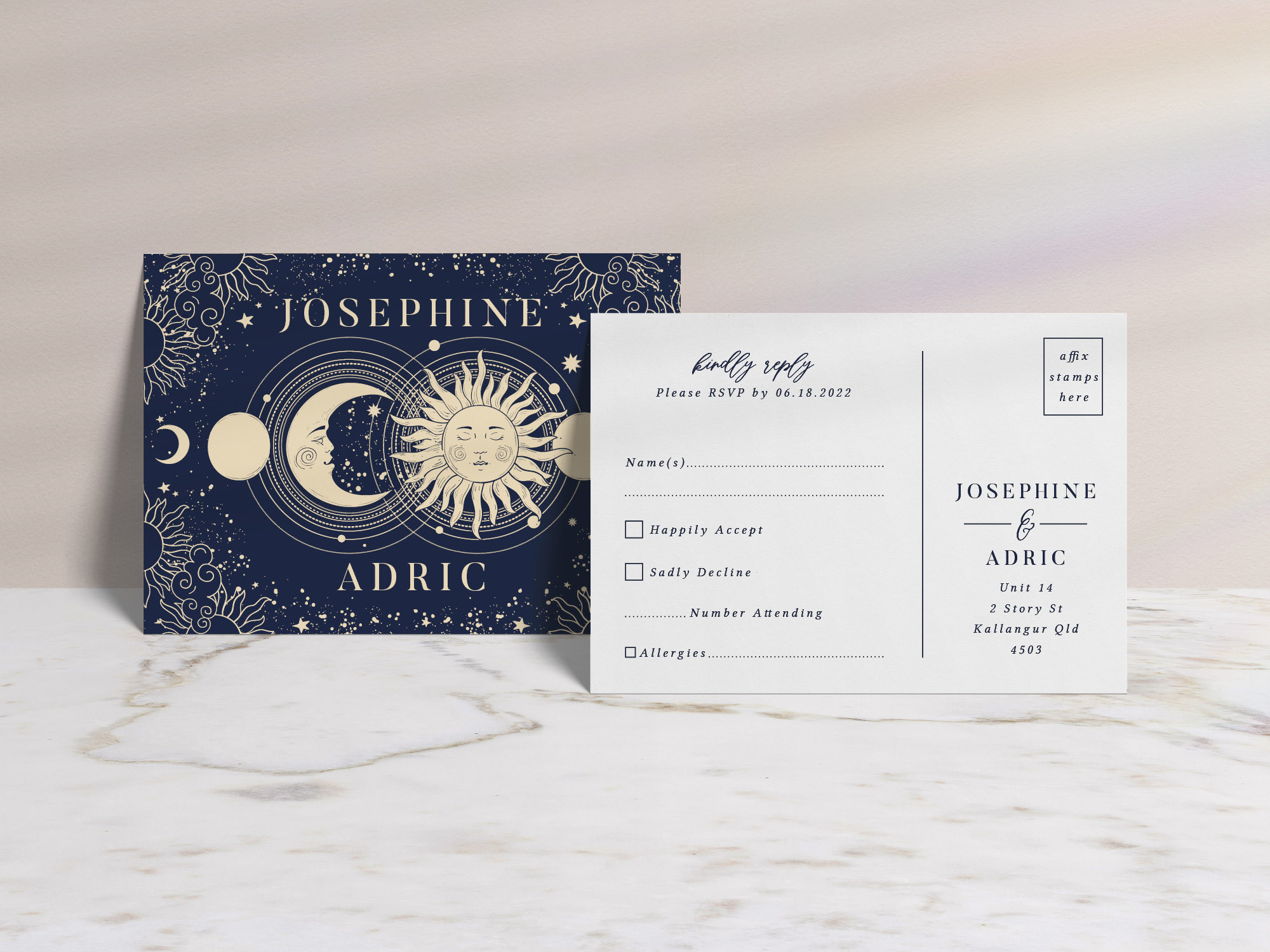 Celestial Wedding Invitation Suite Editable Template - Etsy Australia