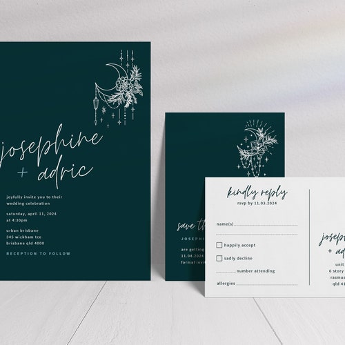 Celestial Wedding Invitation Suite Editable Template - Etsy UK