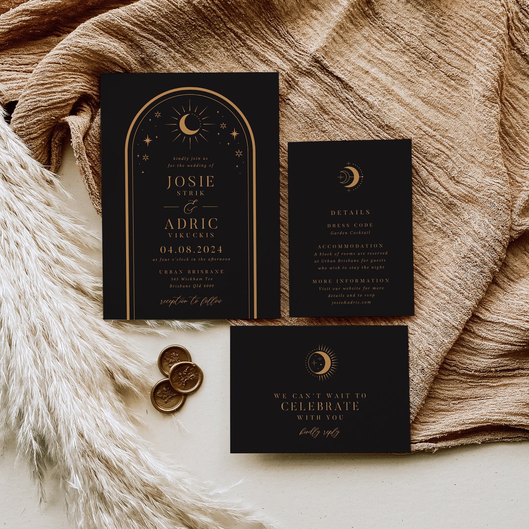 Eclipse Celestial Wedding Invitation Suite Editable Template - Etsy