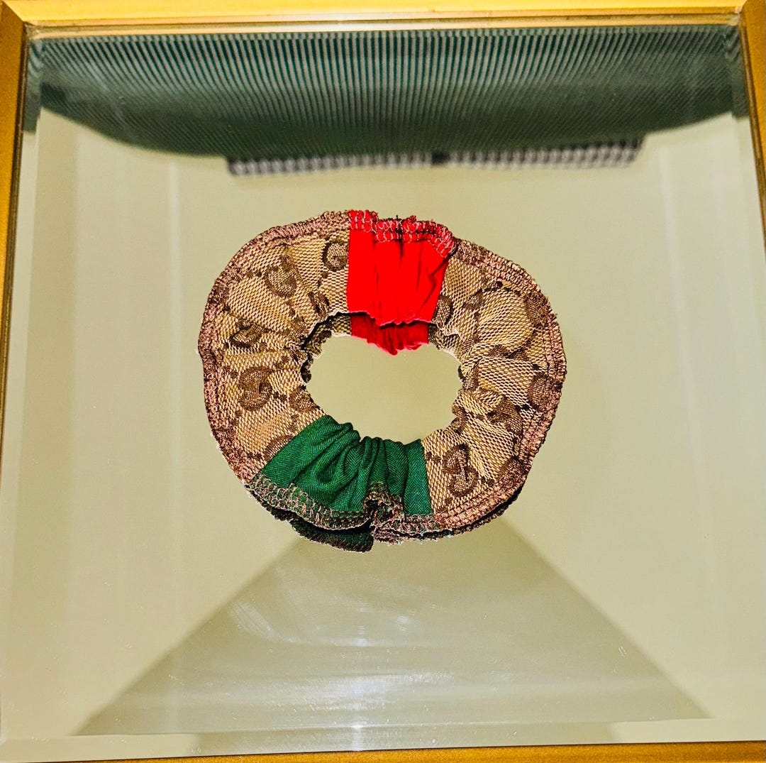 Reworked Designer Scrunchie With Red & Green Accents | Upcycled Luxury ...