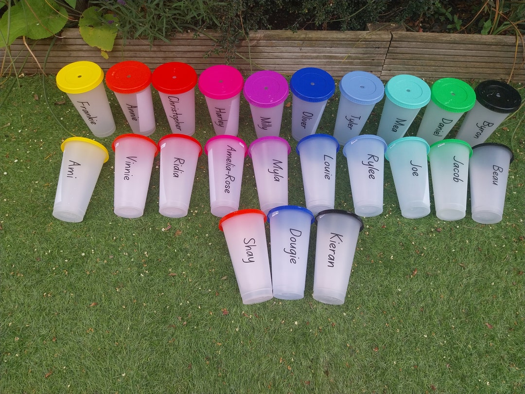 Personalised Colour Changing Cold Cups With Matching Lid and Straw ...