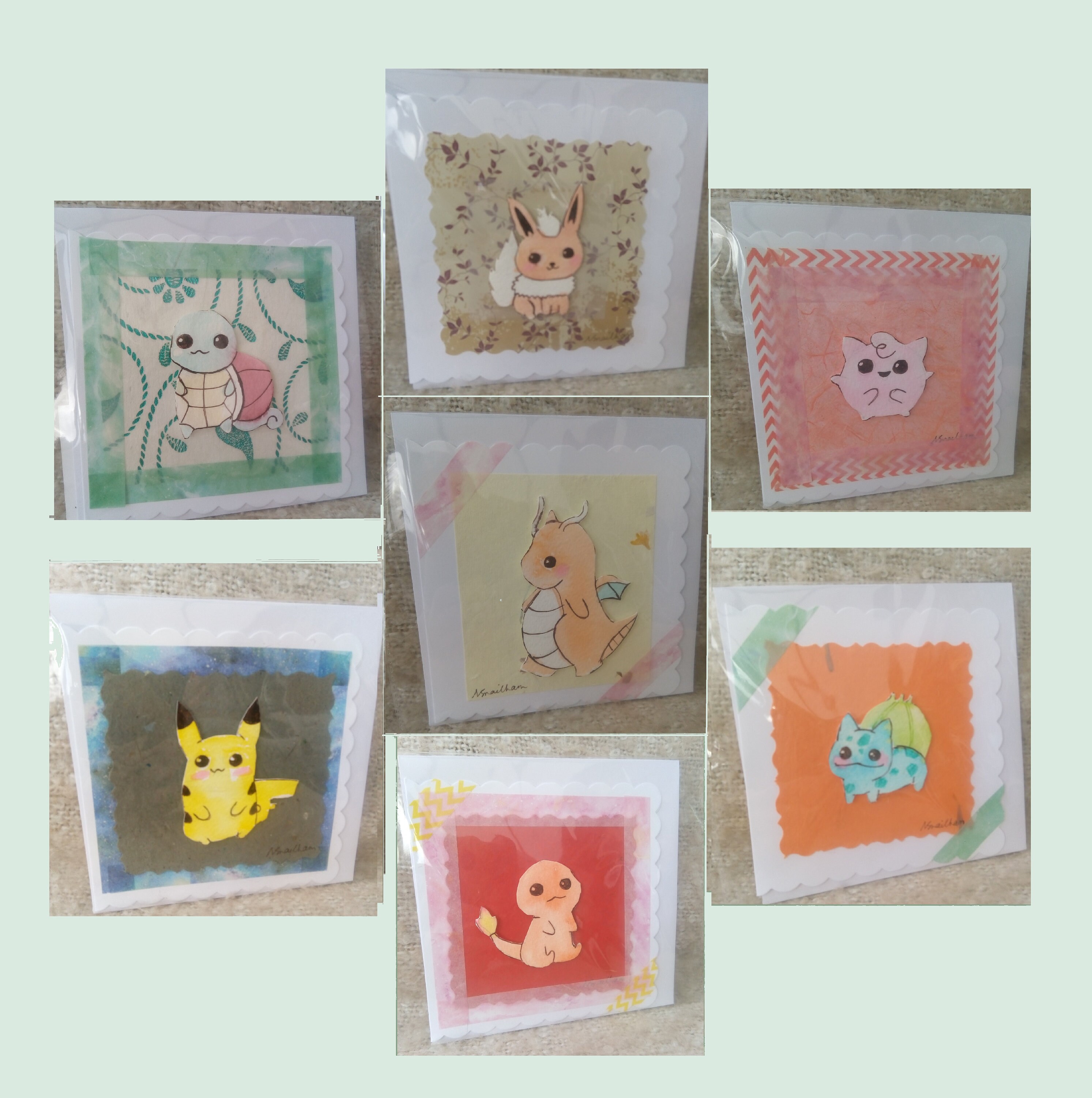 Cute Chibi Pokemon Greeting Cards Pikachu Bulbasaur - Etsy