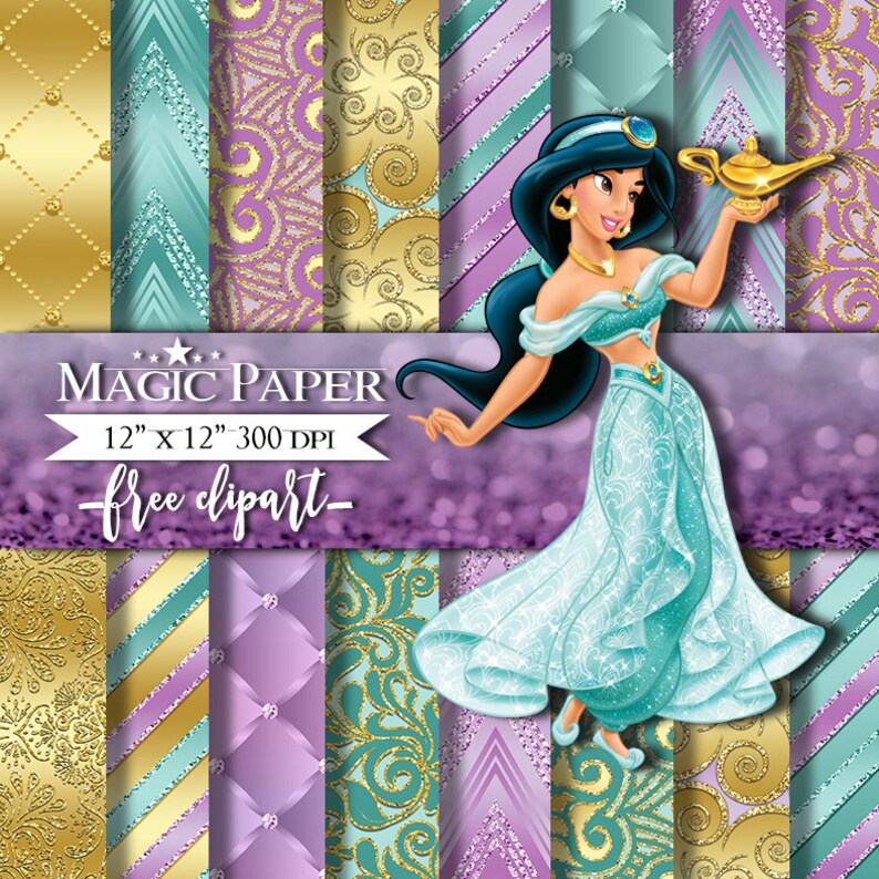Jasmine Digital Papers Paper Scrapbook Aladdin | Etsy