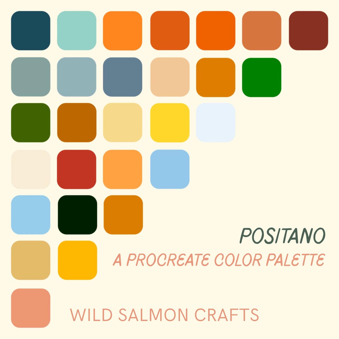 Procreate Color Palette Positano | Instant Download | Cottagecore Italy ...