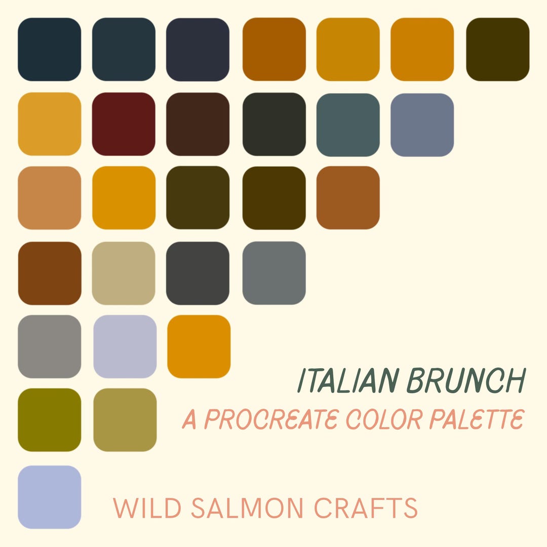 Procreate Color Palette Italian Brunch | Instant Download | Cottagecore ...