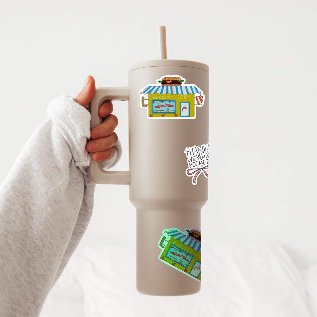 Burger Joint Hand Illustrated Sticker | Glossy Vinyl Cute Bubble-free ...