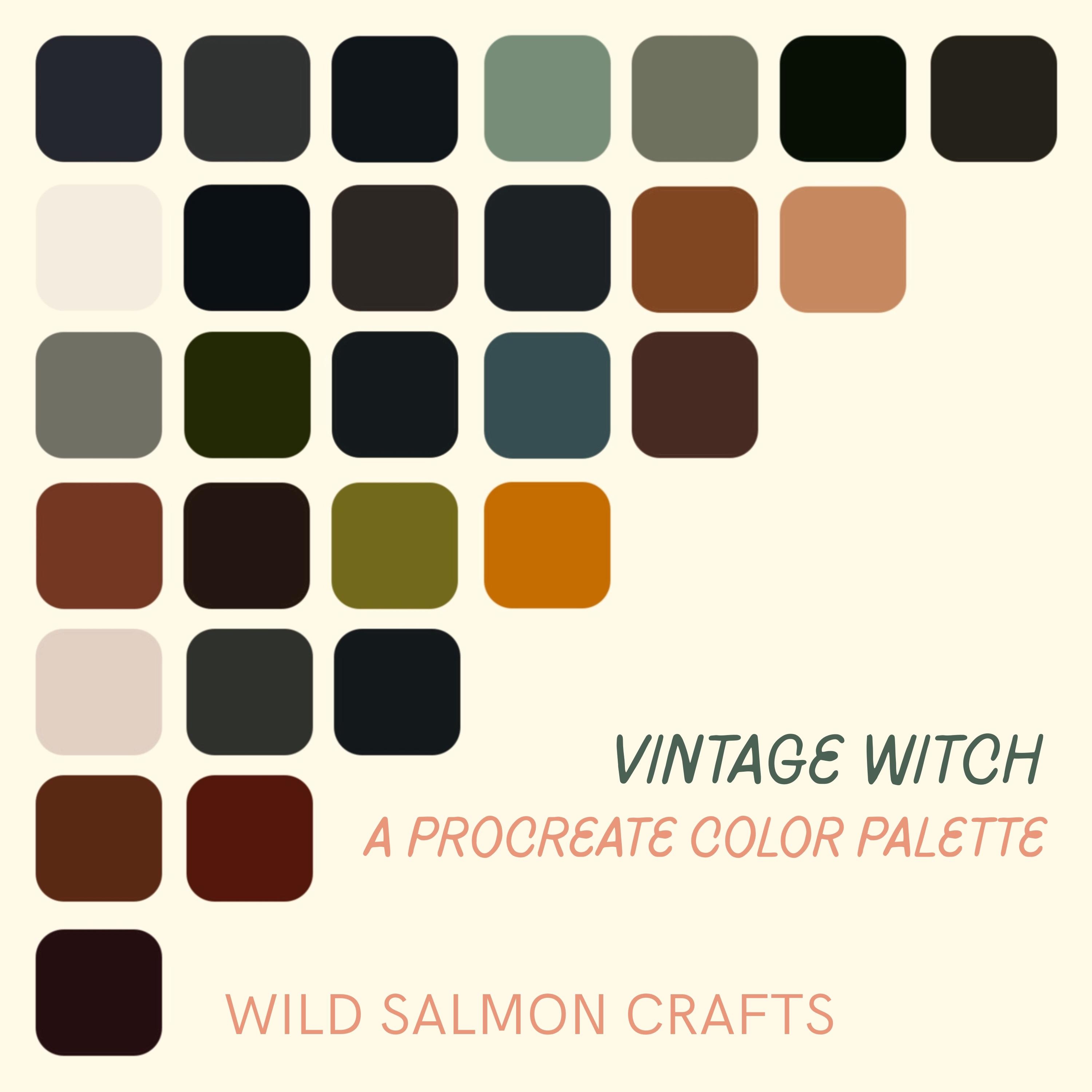 Procreate Color Palette Vintage Witch | Instant Download | Cottagecore ...