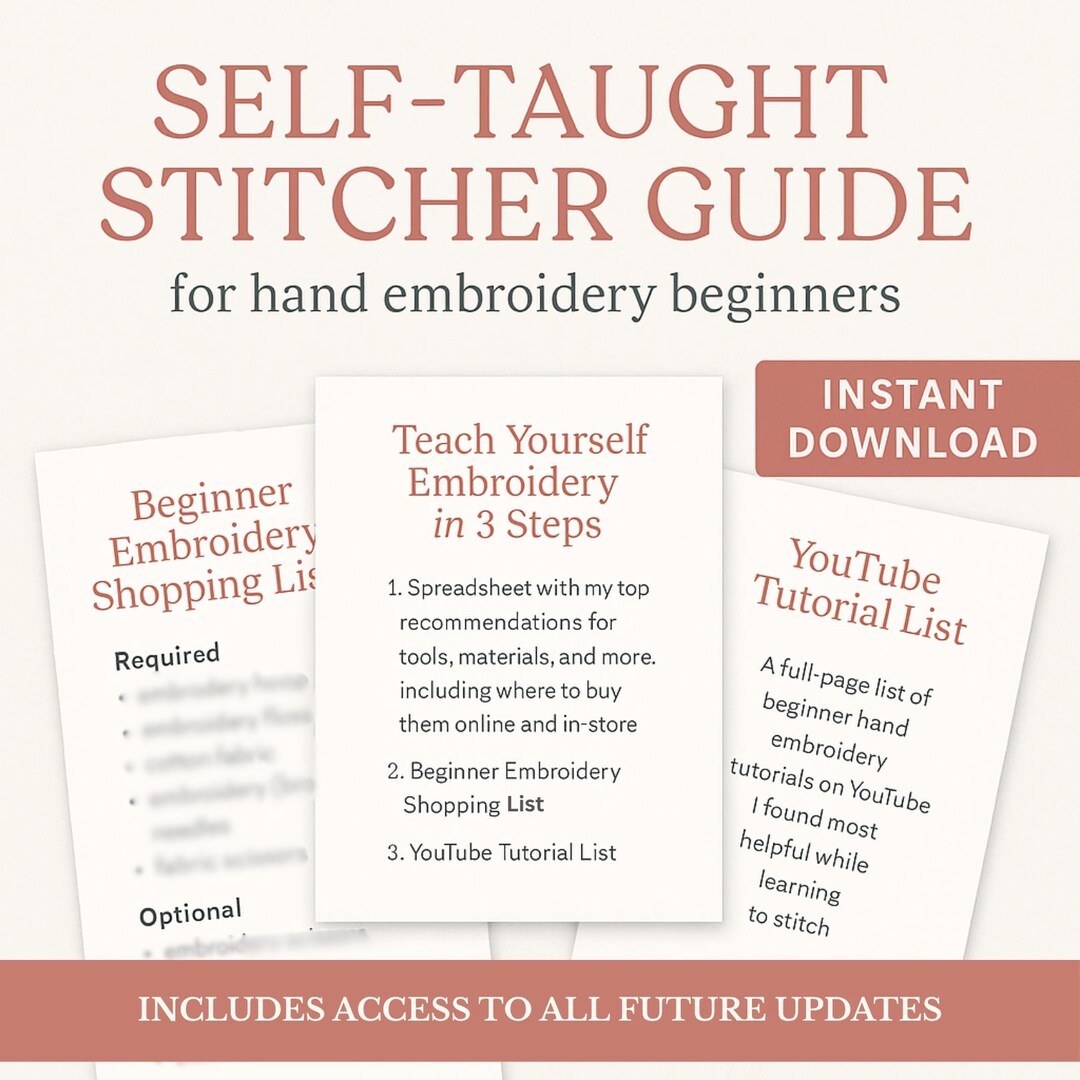 Embroidery Beginner Guide: 3-step Self-taught Kit (instant Download) - Etsy