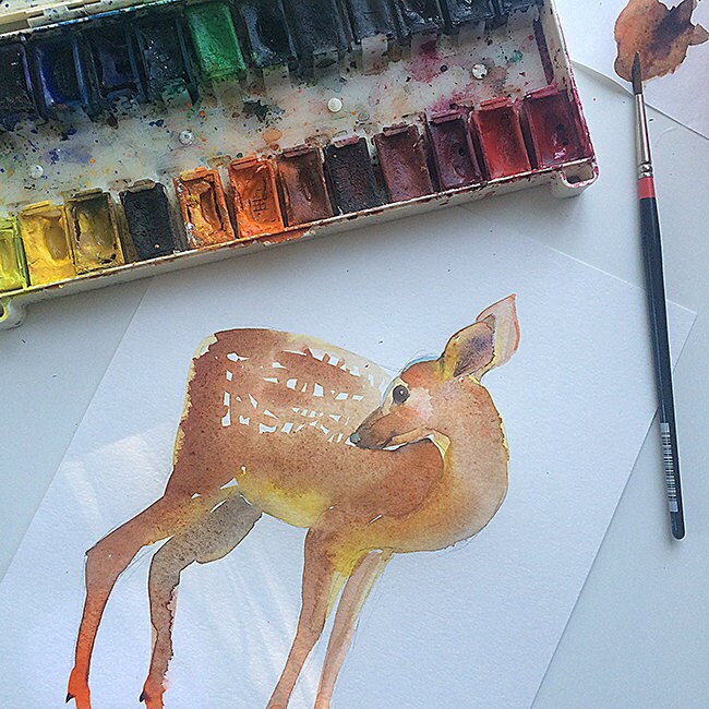 Flower Branches Fawn Birthday Card / Style B33 - Etsy