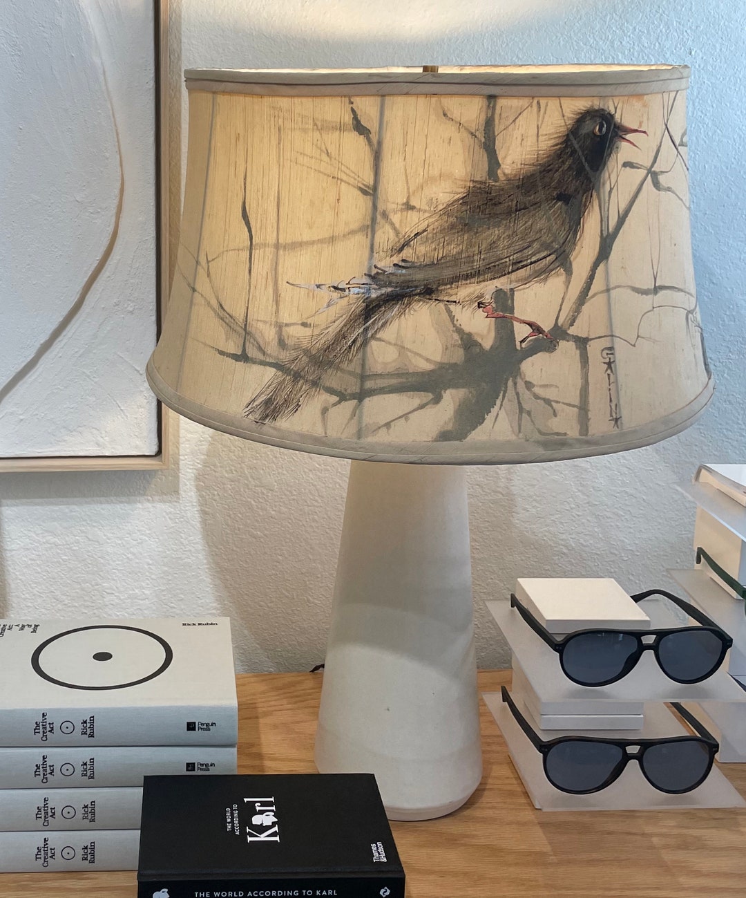 Hand-painted Vintage Bird Lamp-shade by Gala Lazuli - Etsy