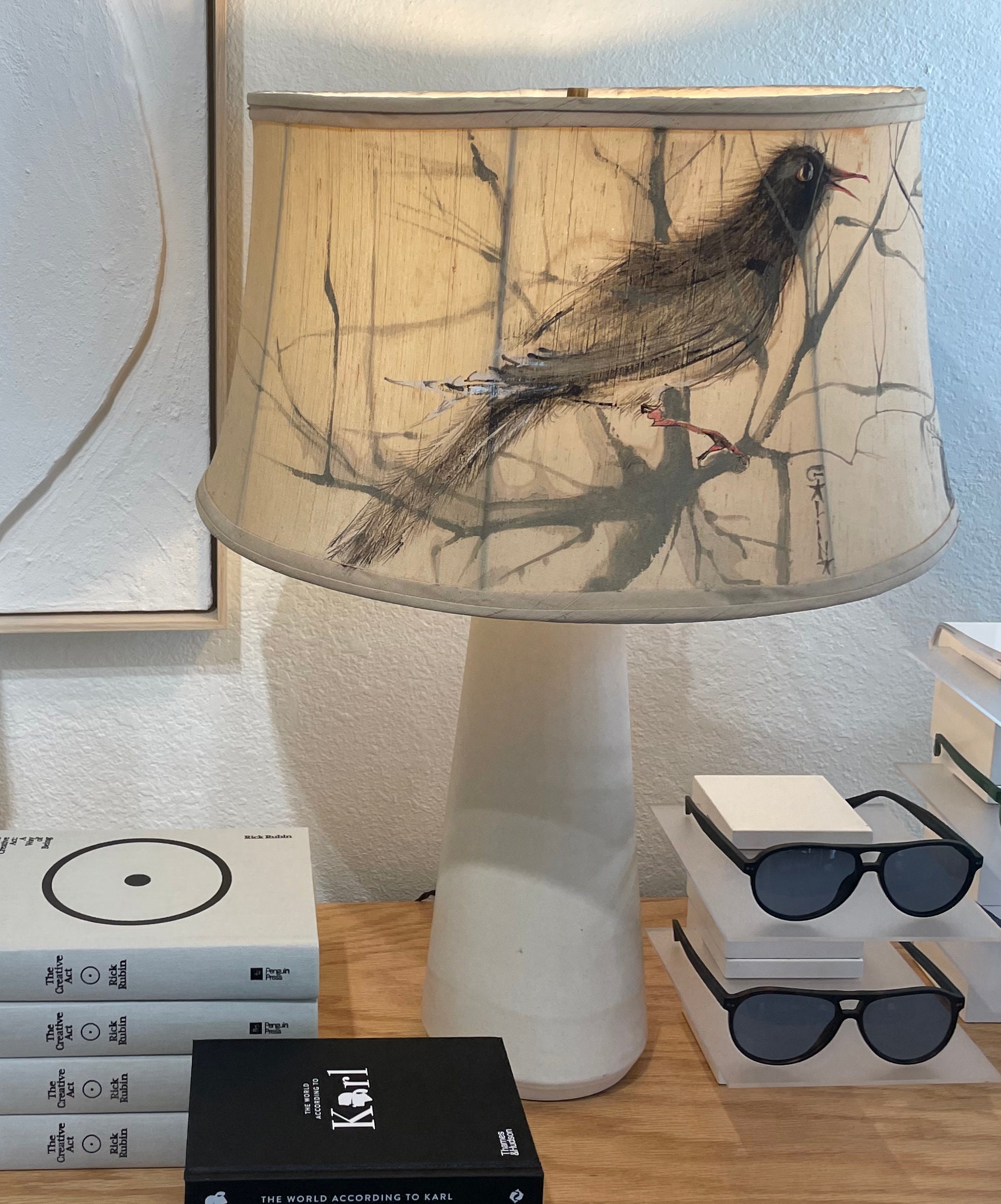Hand-painted Vintage Bird Lamp-shade by Gala Lazuli - Etsy