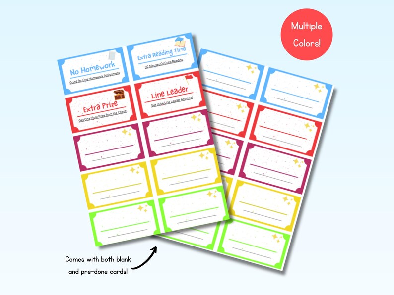 Printable Kids Coupons, Fill in the Blank Coupons, Blank Kids Reward ...