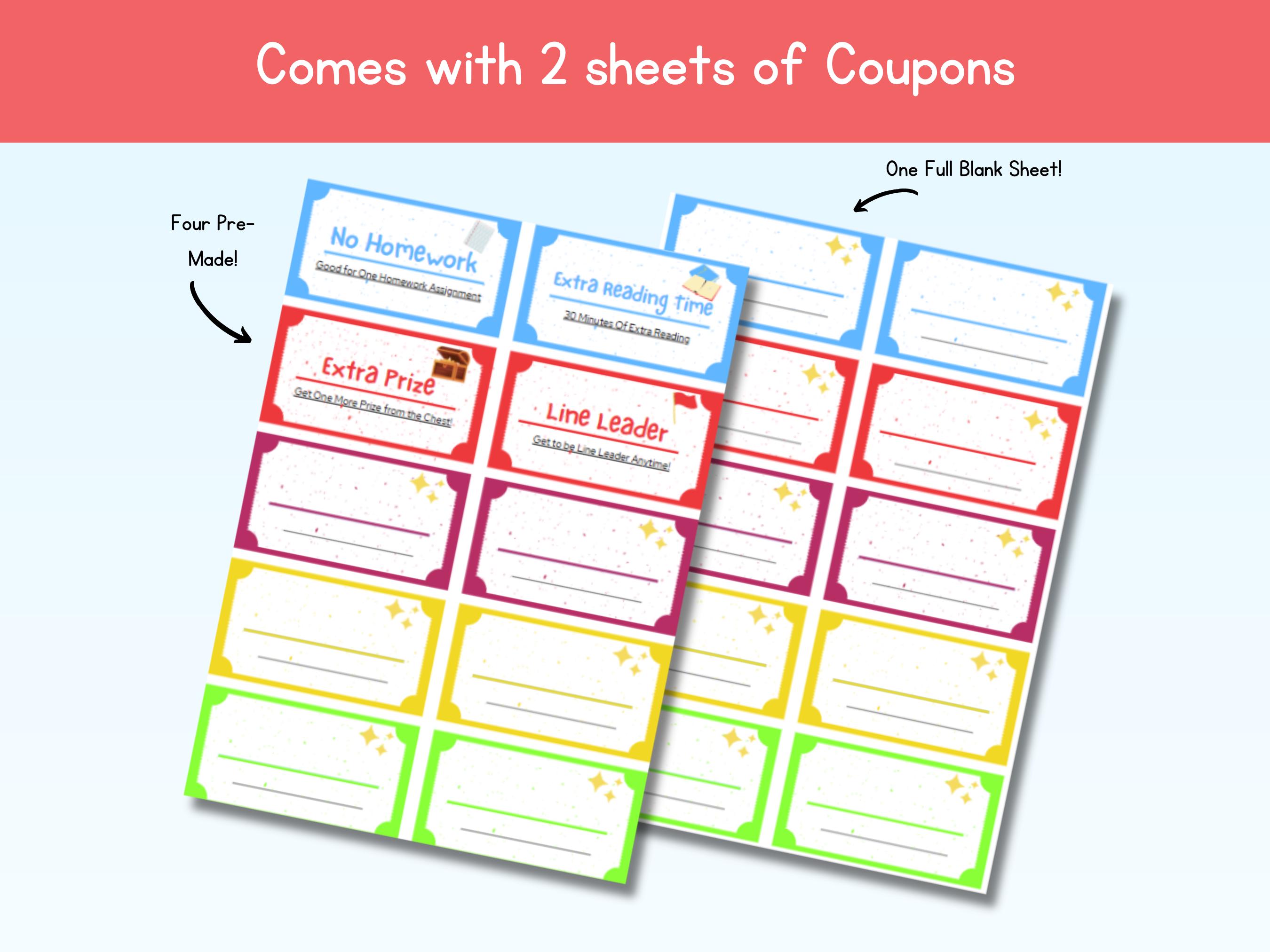 Printable Kids Coupons, Fill in the Blank Coupons, Blank Kids Reward ...