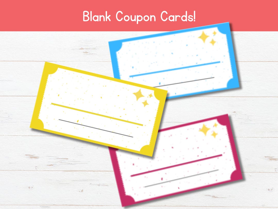 Printable Kids Coupons, Fill in the Blank Coupons, Blank Kids Reward ...