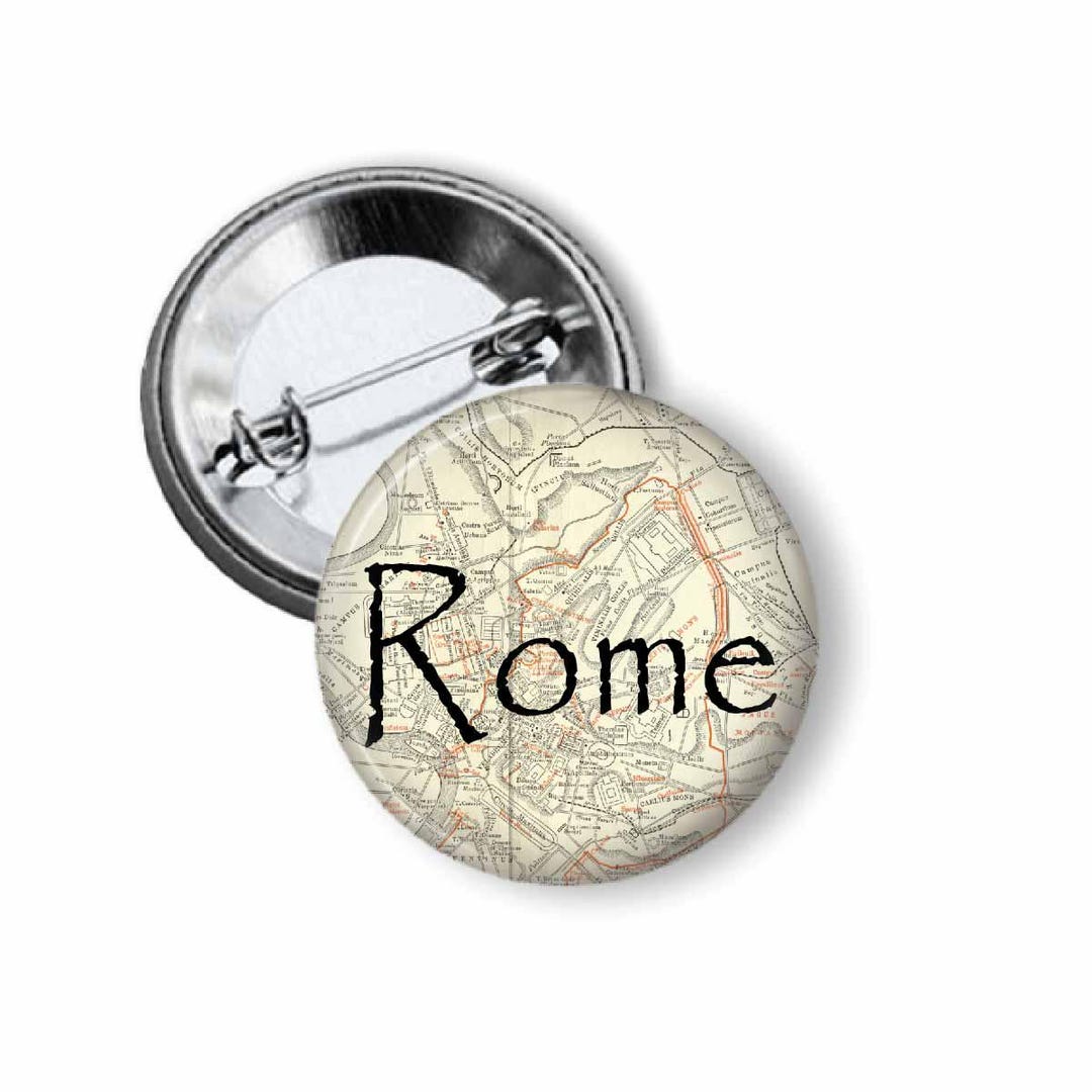 Rome Vintage Map Pinback Button - Etsy