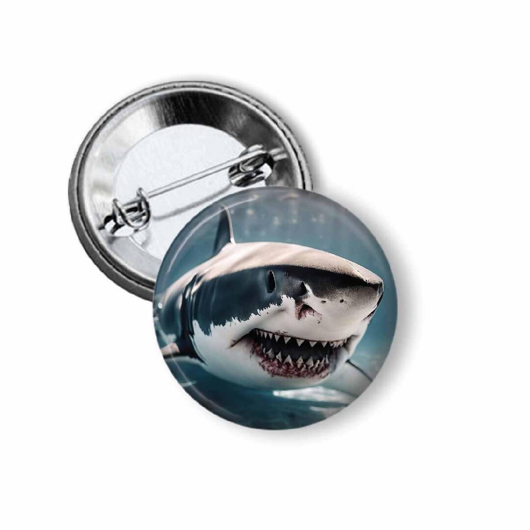 Great White Shark Pinback Button - Etsy
