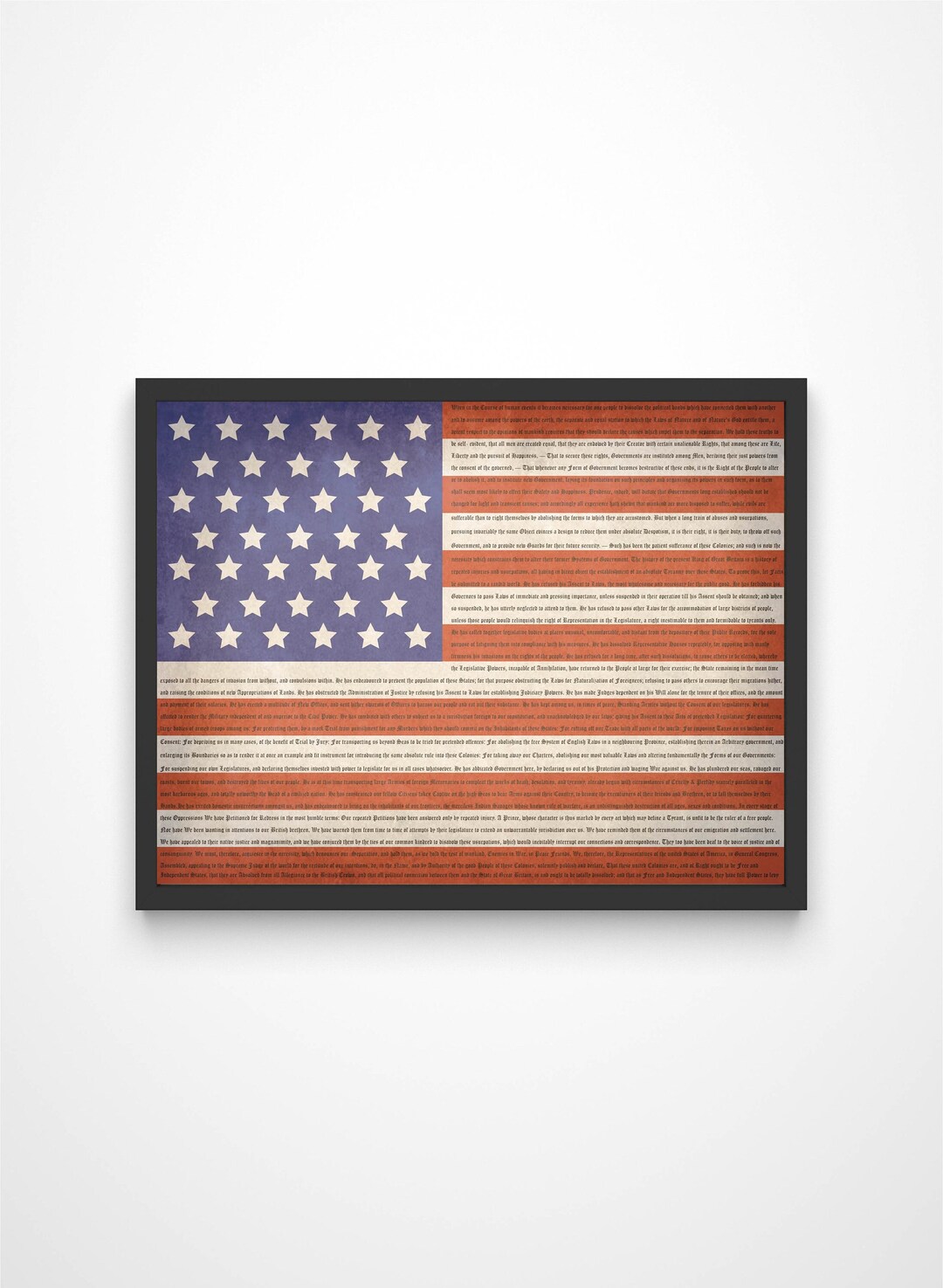 Vintage Style American Flag and Complete Declaration of Independence ...