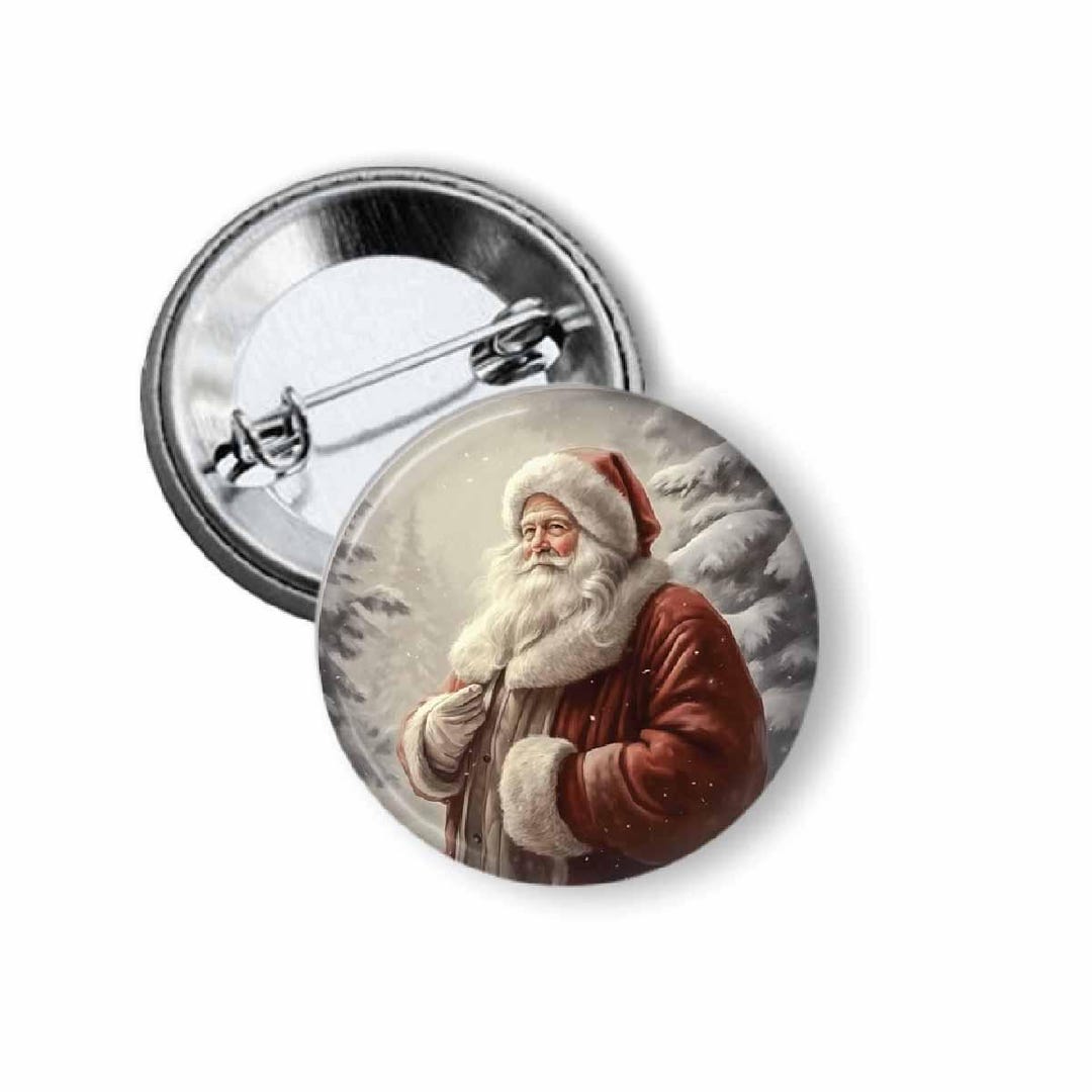 Santa Claus Christmas Pinback Button- Christmas/holiday - Etsy
