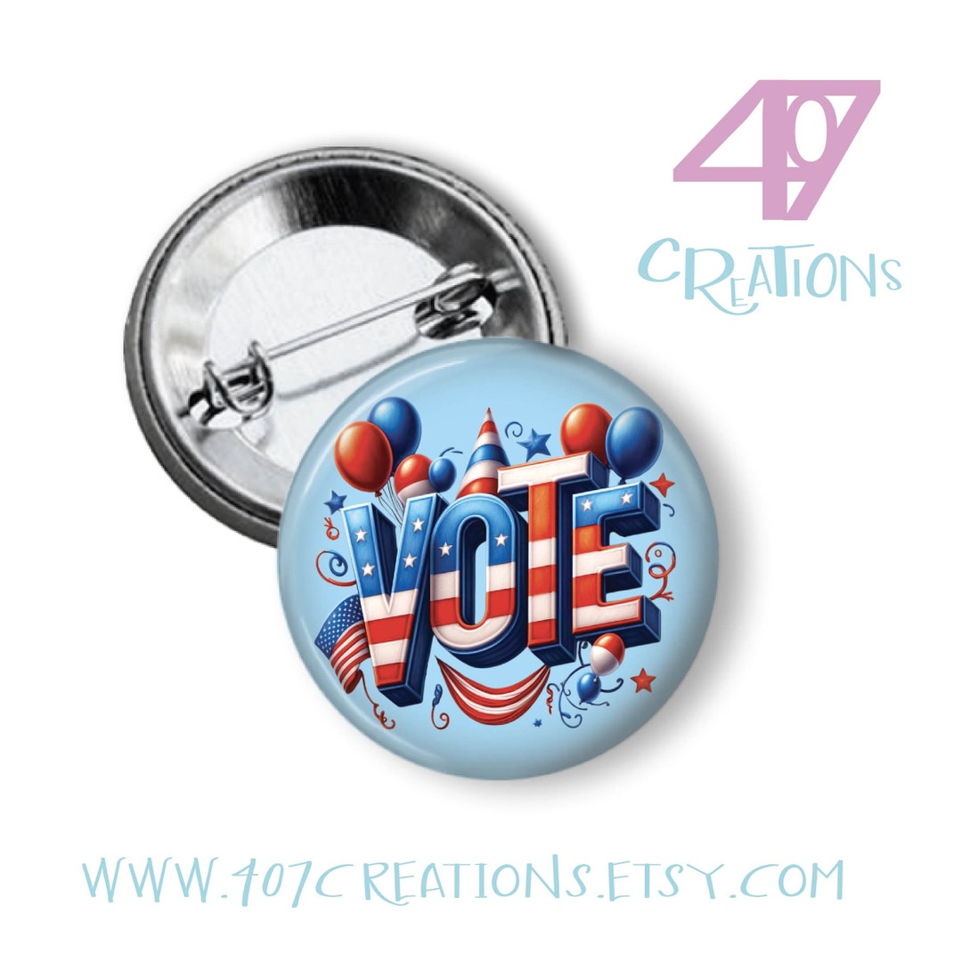 VOTE Balloons and Ribbons Pin Button - Etsy