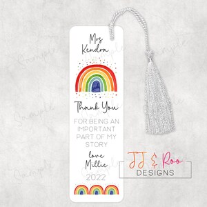 Personalised Teacher Bookmark | Rainbow Teacher Gift | Thank You Present | End of Term Gift ...