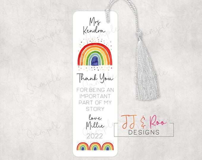 Personalised Teacher Bookmark Rainbow Teacher Gift Thank - Etsy