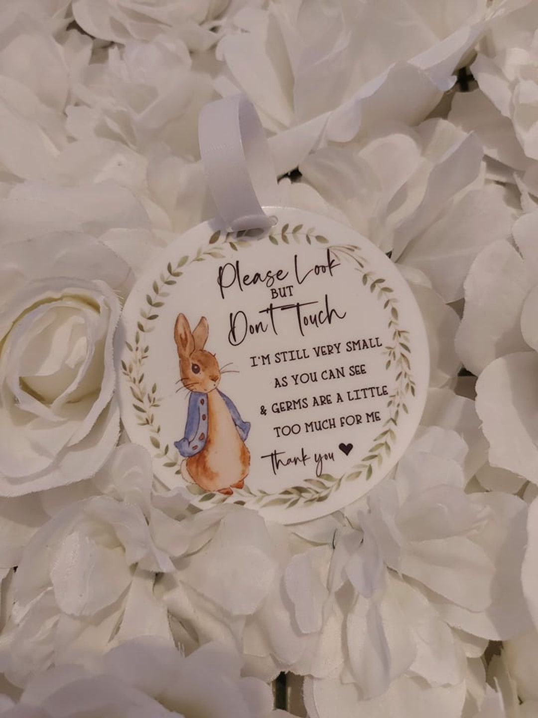 Cute Bunny Germ Tag | Please Don’t Touch Pram or Car Seat Tag ...