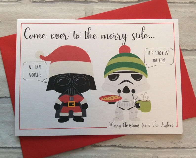 Personalised Funny Cute Star Wars Themed Pun Christmas Cards | Etsy