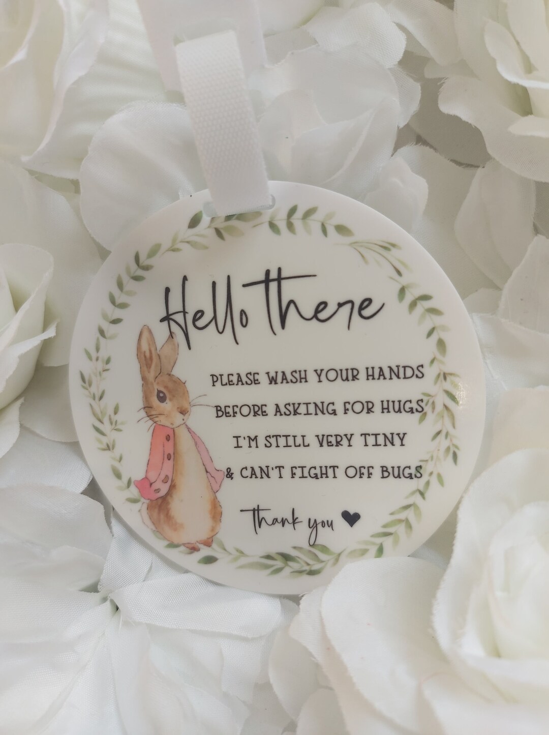 Bunny Germ Tag | Please Wash Your Hands Before Touching Pram Car Seat ...