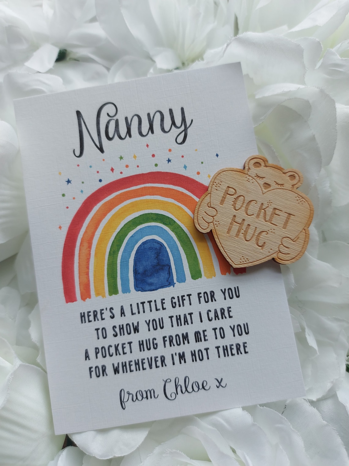 Personalised Little Pocket Hug Rainbow Gift Card Bear Hug - Etsy