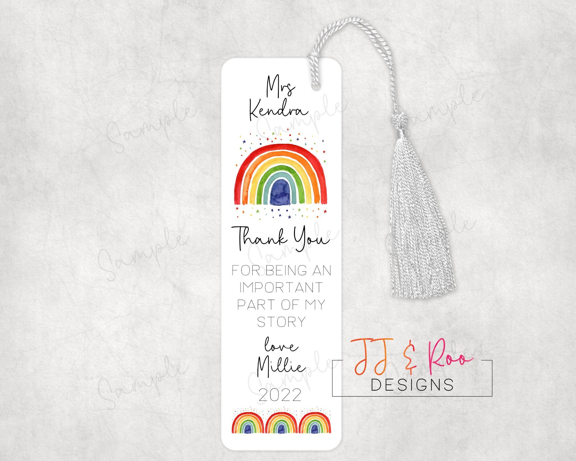 Personalised Teacher Bookmark | Rainbow Teacher Gift | Thank You ...
