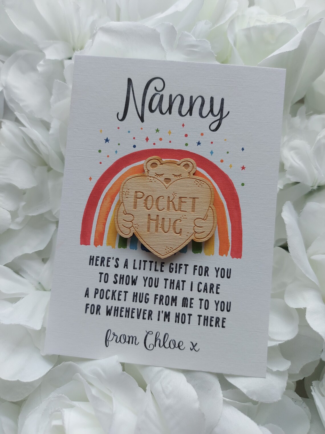 Personalised Little Pocket Hug Rainbow Gift Card Bear Hug - Etsy