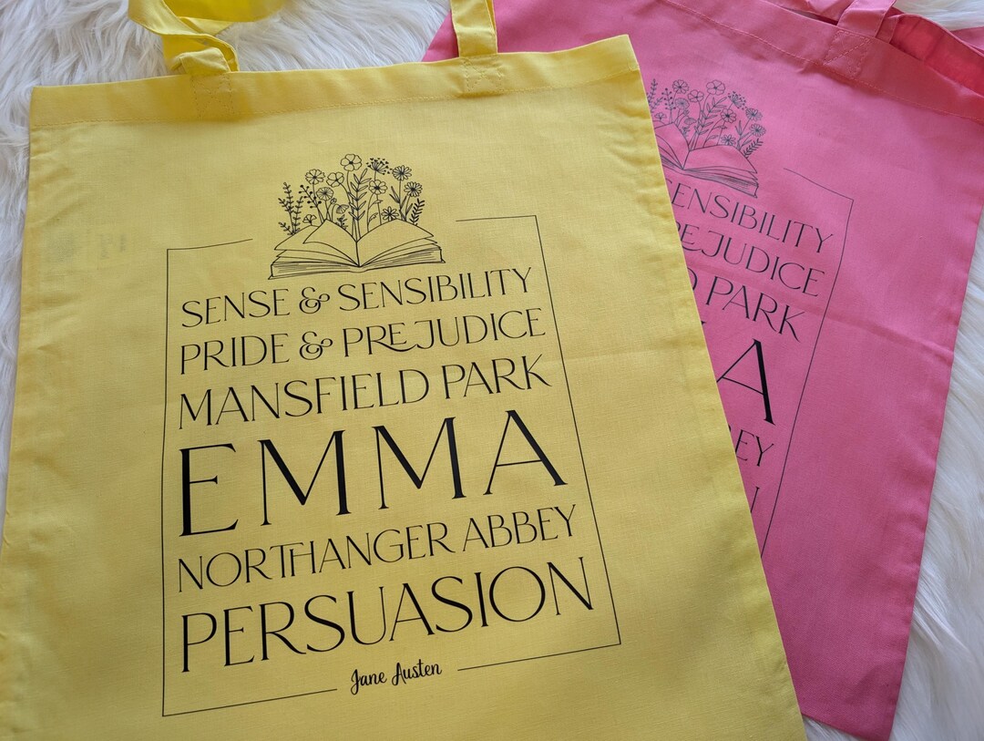 Jane Austen Tote Bag | Literary Tote | Book Lover Gift | Reusable ...