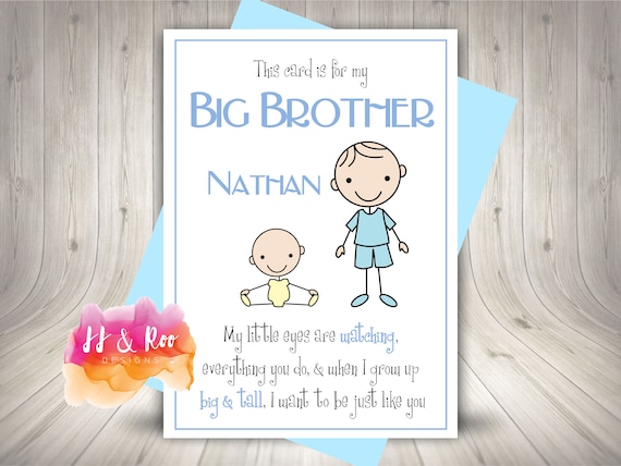Personalised Handmade New Big Brother Card Cute Stick Person - Etsy