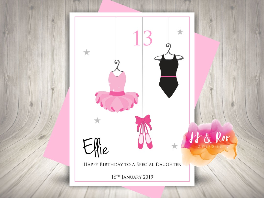 Personalised Dancer Birthday Card Ballet Dancing Outfits Dancing Card ...