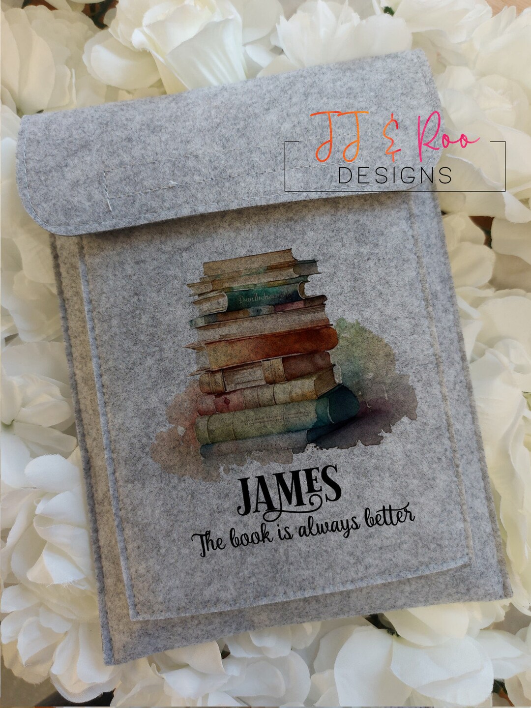 Personalised Book Sleeve | Felt Book Protector | Book Pouch for Him or ...