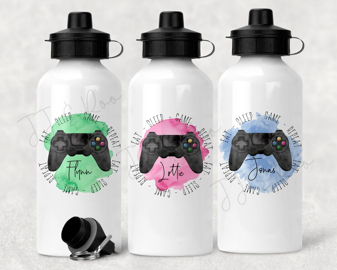 Personalised Childs Gamer Water Bottle | Gaming Design Kids Drinks ...