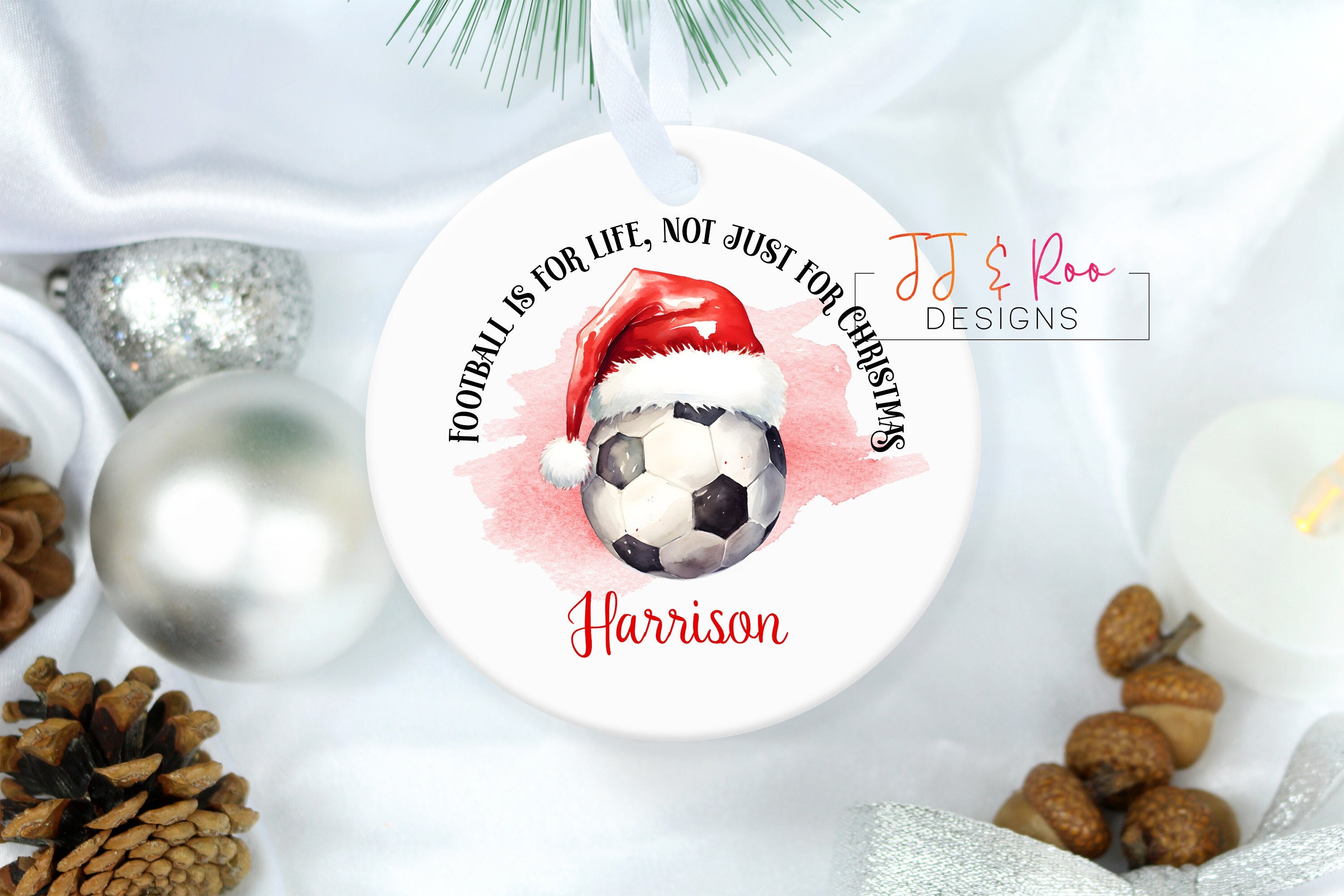 Personalised Football Christmas Bauble | Acrylic Tree Decoration ...