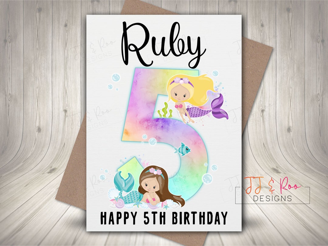 Personalised Mermaid Birthday Card | Under the Sea | Cute Mermaids ...