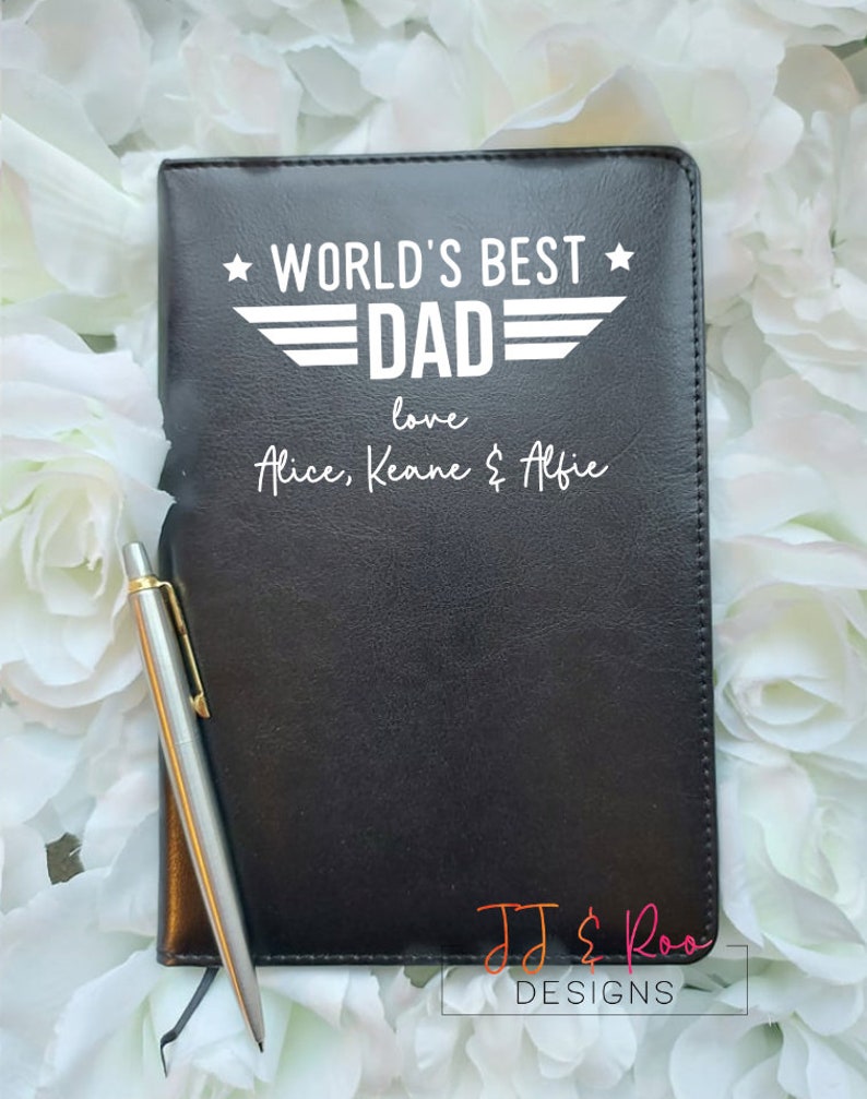 Fathers Day Gift | Personalised Notebook for Dad | Leather Look Notepad ...