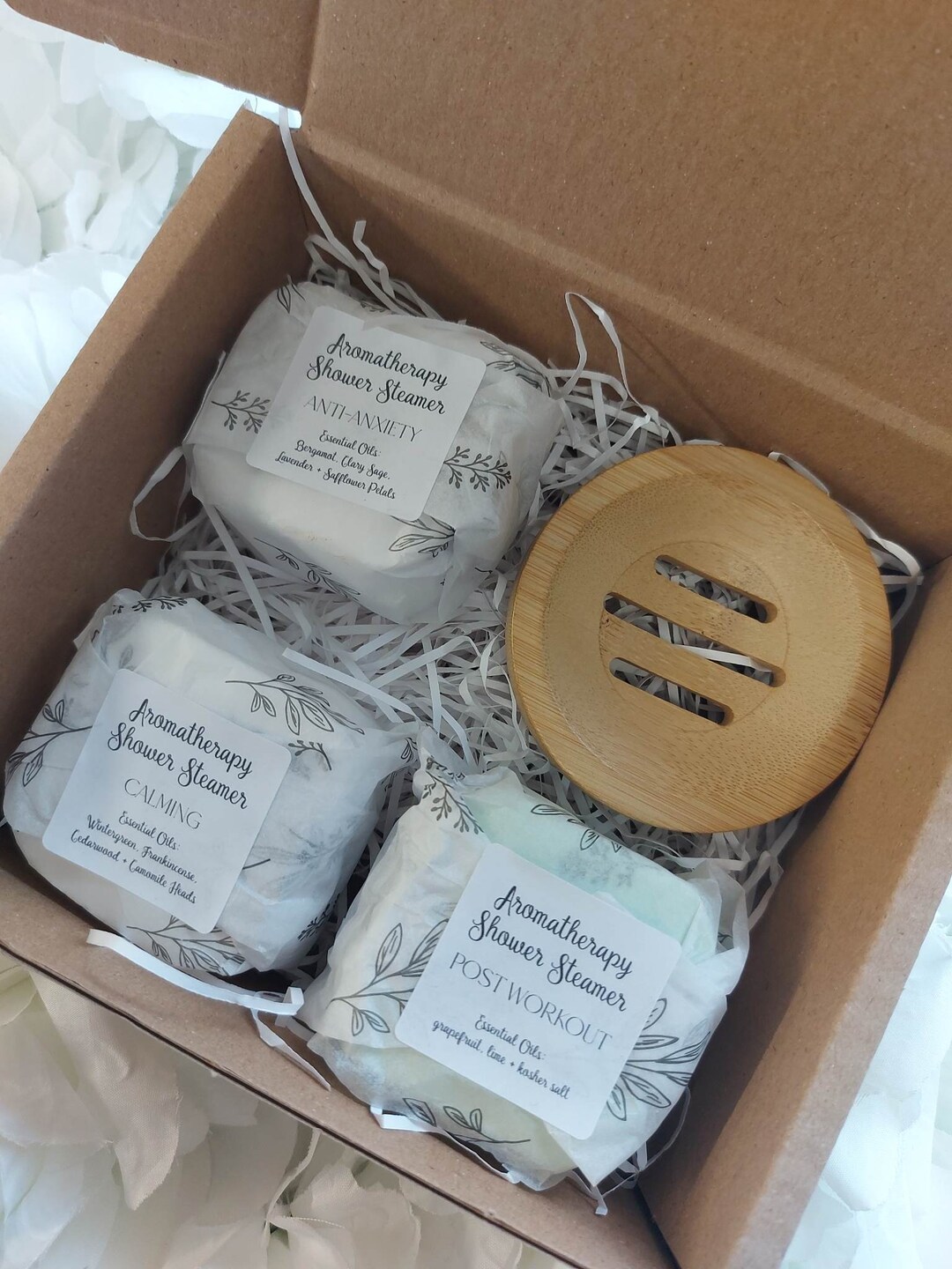 Aromatherapy Shower Steamers Gift Box Shower Bombs & Bamboo Soap Tray ...