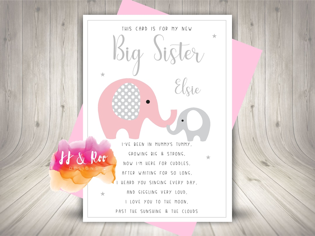 Personalised New Big Sister From Baby Card | Big Brother From Baby Card ...