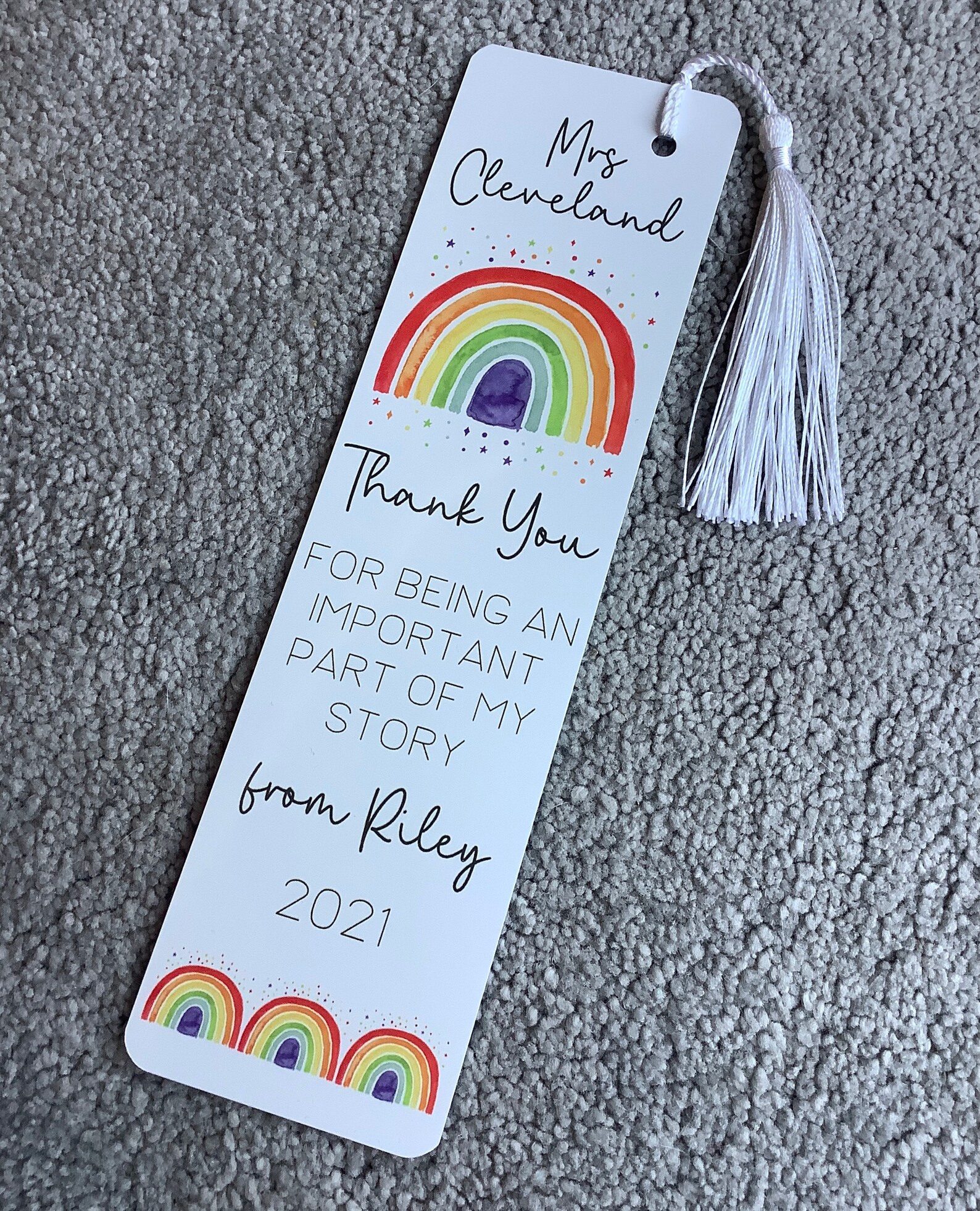 Personalised Teacher Bookmark Rainbow Teacher Gift Thank - Etsy UK