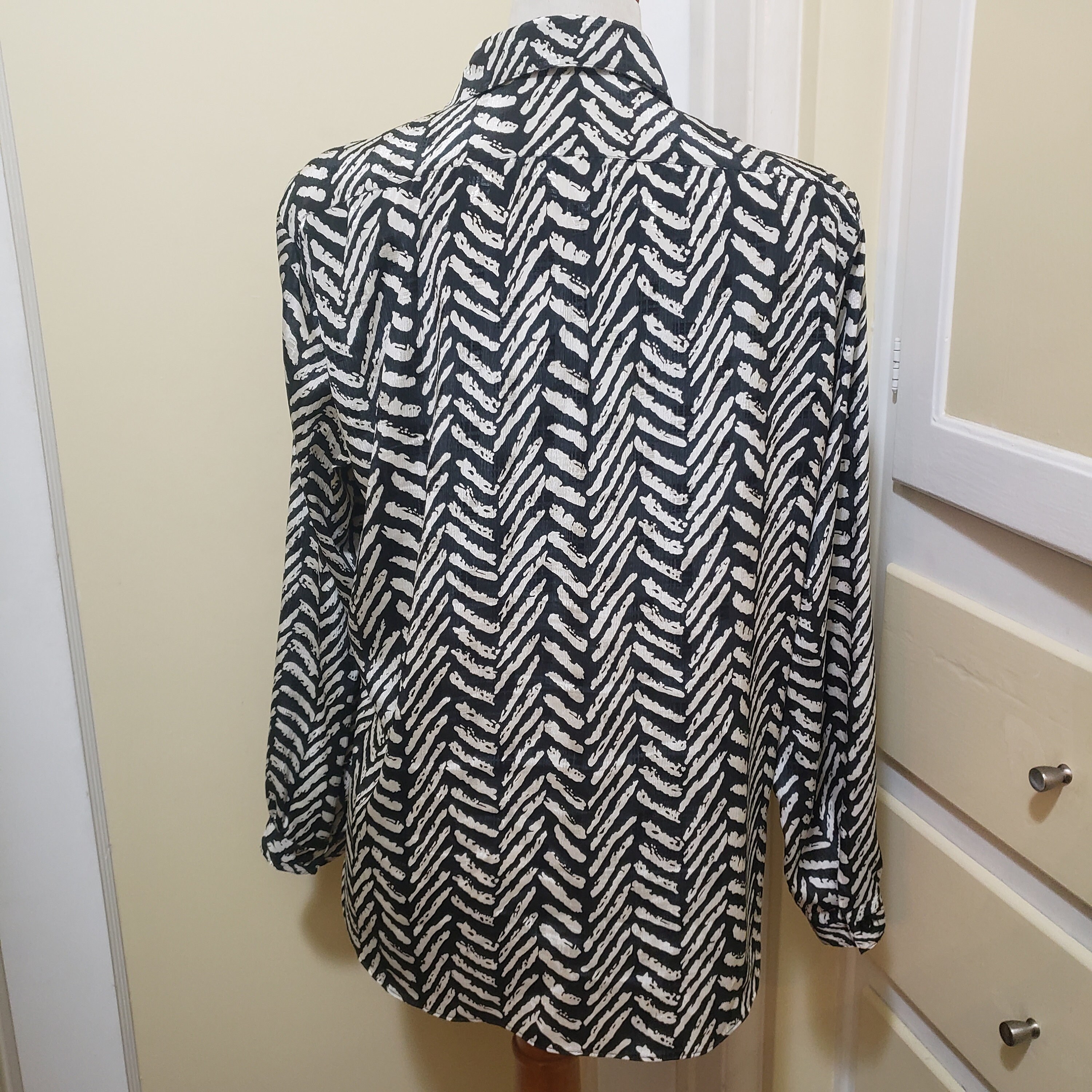 Vintage Blouse / Marie France / Blk & White / Oversized Blouse - Etsy