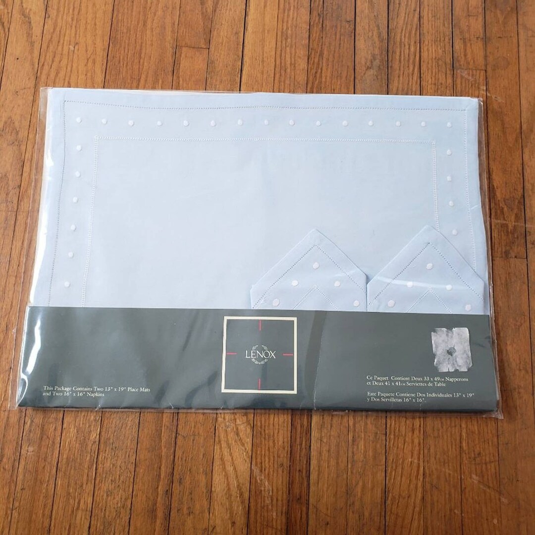 Vintage Lenox Placemat Setting W/ Matching Napkins Blue W/ White (2 ...